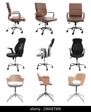 Different office chairs isolated on white, set Stock Photo - Alamy
