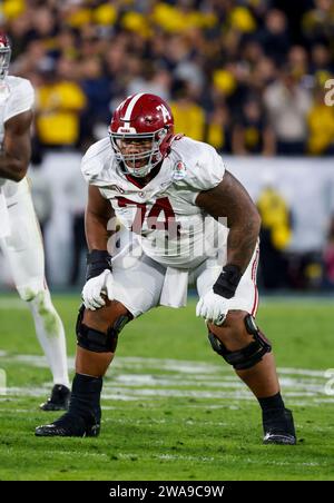 Alabama offensive lineman Kadyn Proctor (74) warms up before an NCAA ...
