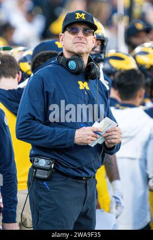 Michigan Wolverines head coach Jim Harbaugh during the Rose Bowl ...