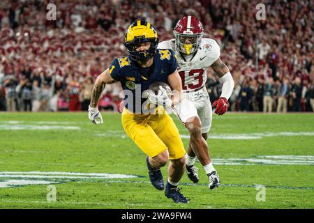 Michigan wide receiver Roman Wilson (1) celebrates his touchdown catch ...