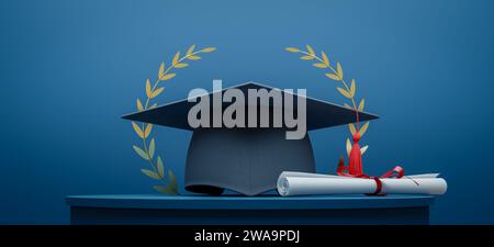 Curriculum graduation ceremony concept background, 3d rendering Stock ...