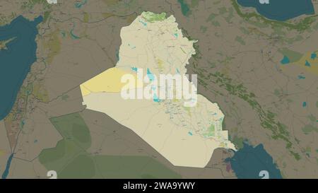 Iraq highlighted on a topographic, OSM Humanitarian style map map with ...