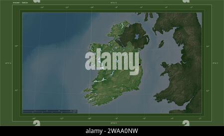 Ireland highlighted on a Pale colored elevation map with lakes and ...