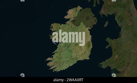 Ireland highlighted on a low resolution satellite map map with the ...