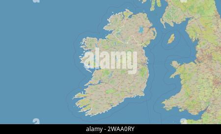 Ireland outlined on a topographic, OSM France style map Stock Photo - Alamy