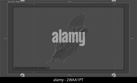Isle of Man highlighted on a Bilevel elevation map with lakes and ...
