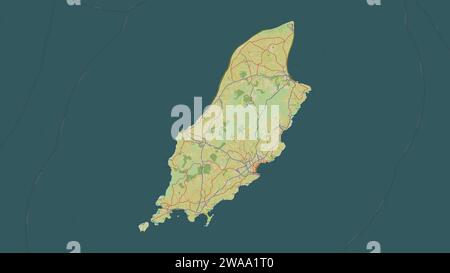 Isle of Man highlighted on a topographic, OSM Germany style map map ...