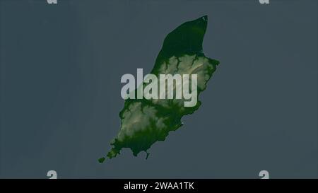 Isle of Man highlighted on a Colored elevation map with lakes and ...