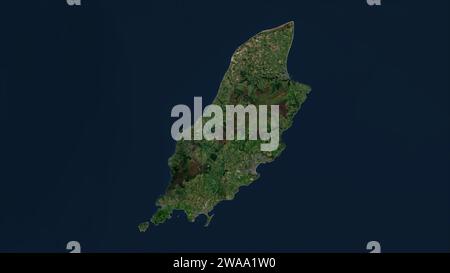 Isle of Man highlighted on a low resolution satellite map map with the ...