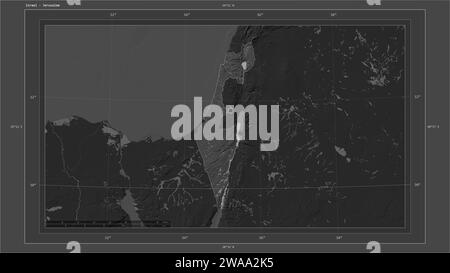 Israel outlined on a Bilevel elevation map with lakes and rivers Stock ...