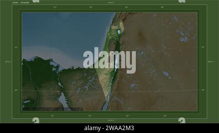 Israel highlighted on a Pale colored elevation map with lakes and ...