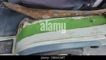 Welding a car or van inner fender. Repairing rust holes with a welding ...