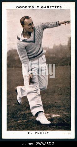 Cricketer H Verity - Vintage Cigarette Card Illustration Stock Photo ...