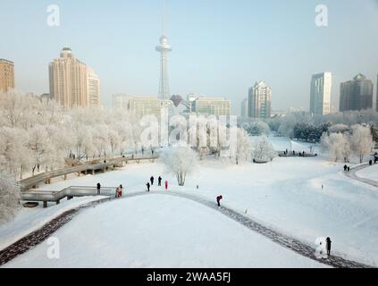 Harbin. 3rd Jan, 2024. This aerial photo taken on Jan. 3, 2024 shows ...