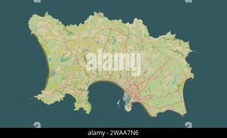 Jersey highlighted on a topographic, OSM Germany style map Stock Photo - Alamy