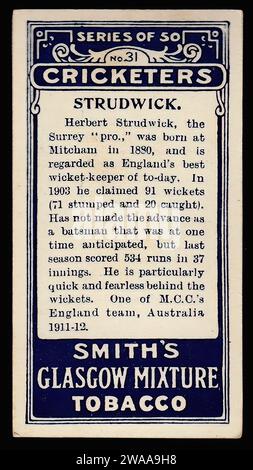 Herbert Strudwick - Vintage Cigarette Card Illustration Stock Photo - Alamy