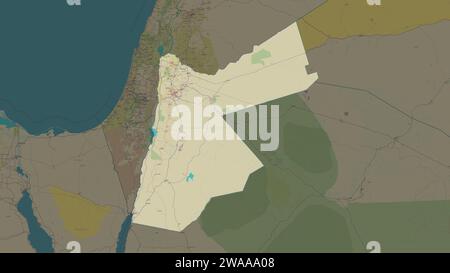 Jordan highlighted on a topographic, OSM standard style map map with ...