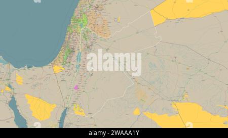 Jordan outlined on a topographic, OSM standard style map Stock Photo ...
