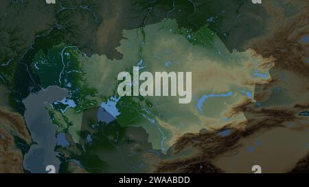Kazakhstan highlighted on a elevation map colored in sepia tones with ...