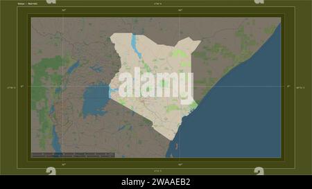 Kenya highlighted on a topographic, OSM France style map map with the ...