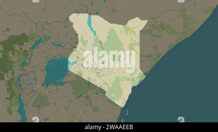 Kenya highlighted on a topographic, OSM Germany style map Stock Photo ...