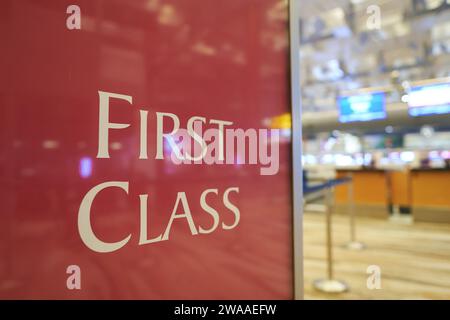 SINGAPORE - NOVEMBER 06, 2023: Singapore Airlines premium economy class ...