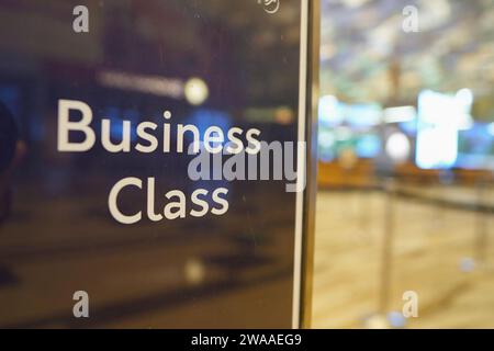 SINGAPORE - NOVEMBER 07, 2023: Garuda Indonesia business class check in ...