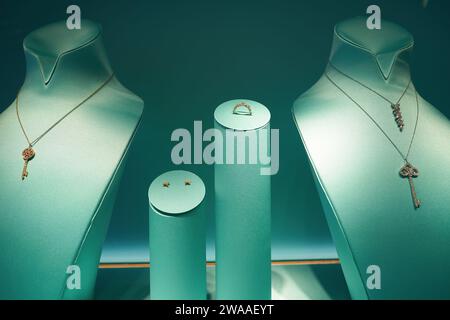 SINGAPORE - NOVEMBER 07, 2023: Tiffany and Co sign over store entrance ...