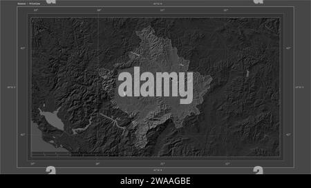 Kosovo highlighted on a Bilevel elevation map with lakes and rivers Stock Photo - Alamy