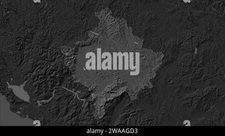 Kosovo highlighted on a Bilevel elevation map with lakes and rivers map with the country's ...