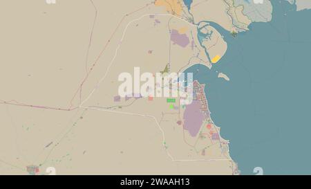 Kuwait outlined on a topographic, OSM Germany style map Stock Photo - Alamy