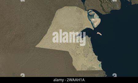 Kuwait highlighted on a high resolution satellite map map with the ...