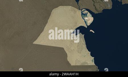 Kuwait highlighted on a low resolution satellite map map with the ...