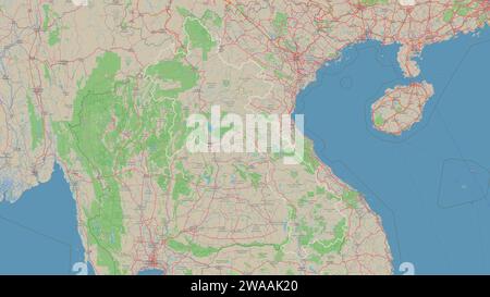 Laos outlined on a topographic, OSM standard style map Stock Photo - Alamy