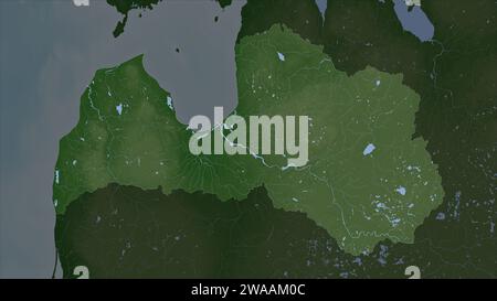Latvia highlighted on a Pale colored elevation map with lakes and ...