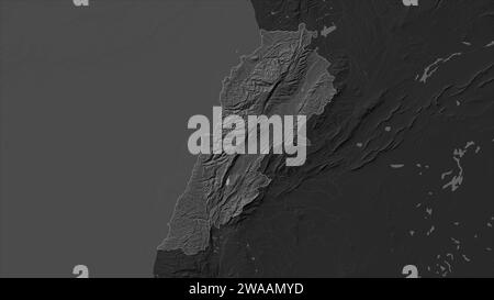 Lebanon highlighted on a Bilevel elevation map with lakes and rivers map with the country's ...