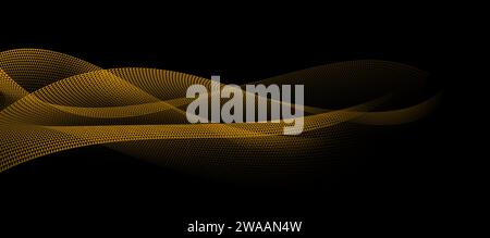 Yellow tail wave abstract for luxury design with particle and sparkle ...