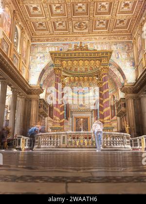 Baldachin of Bernini over the main altar in the papal basilica of Santa ...