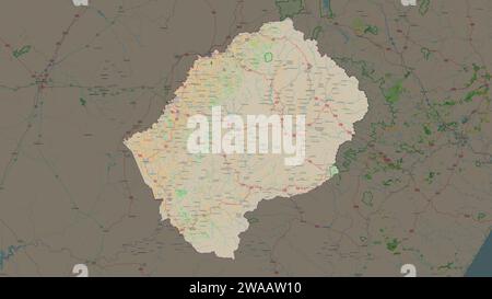 Lesotho highlighted on a topographic, OSM standard style map Stock ...