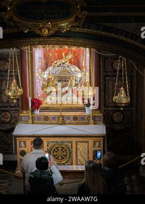 Holy Crib relic in the crypt under the main altar at the papal basilica ...