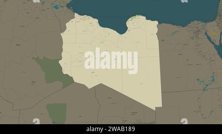 Libya highlighted on a topographic, OSM France style map map with the ...