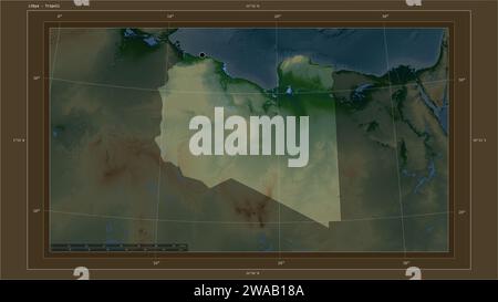 Libya highlighted on a Colored elevation map with lakes and rivers ...