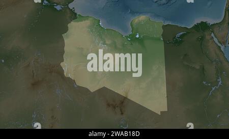 Libya highlighted on a Colored elevation map with lakes and rivers map ...