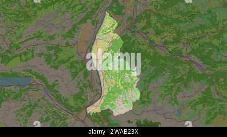 Liechtenstein highlighted on a topographic, OSM Humanitarian style map ...