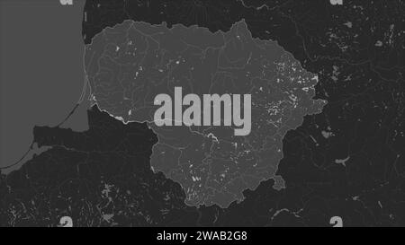 Lithuania highlighted on a Bilevel elevation map with lakes and rivers map with the country's ...