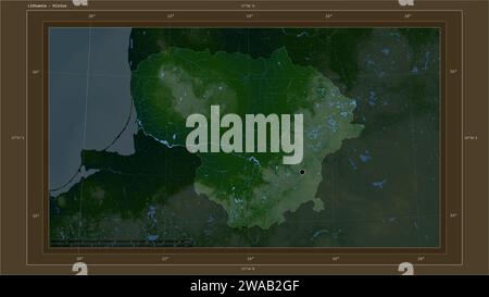 Lithuania highlighted on a Colored elevation map with lakes and rivers ...