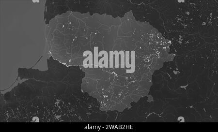 Lithuania highlighted on a Grayscale elevation map with lakes and ...