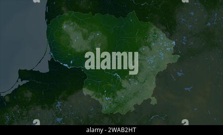 Lithuania highlighted on a Colored elevation map with lakes and rivers ...