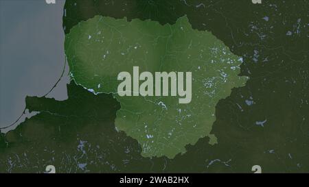 Lithuania highlighted on a Colored elevation map with lakes and rivers ...