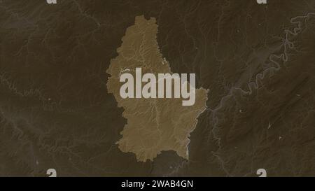 Luxembourg highlighted on a Colored elevation map with lakes and rivers ...